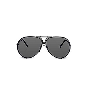 Porsche Design P8478 Iconic Sunglasses (66mm, D - Matt Black / Lens - Grey Blue / Extra Lens - Mercury, Silver Mirrored)