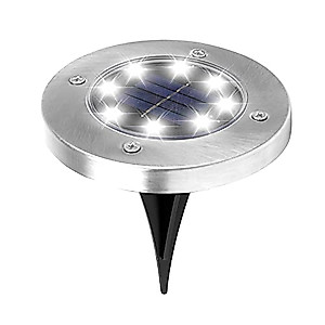 SEVNNES Solar Ground Light 12 Packs, Solar Ground Light Outdoor Waterproof 8 LED Disk Lights for Yard Landscape Lawn Walkway Garden(Cold White)