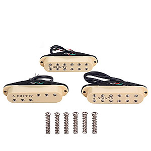 Alnicov Set of 3 Alnico V Single-Coil-Sized Humbuckers Neck/Middle/Bridge Pickups for Stratocaster Electric Guitar Replacement 12K(N)/14K(M)/16K(B)