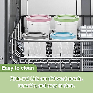 FORTHEAL Creami Pints and Lids for Ninja Creami, Pint Container & Lid, 4 Pack 16 oz, Fits NC299AMZ & NC300s Series Creamer Ice Cream Maker, with Ice Cream Spoon