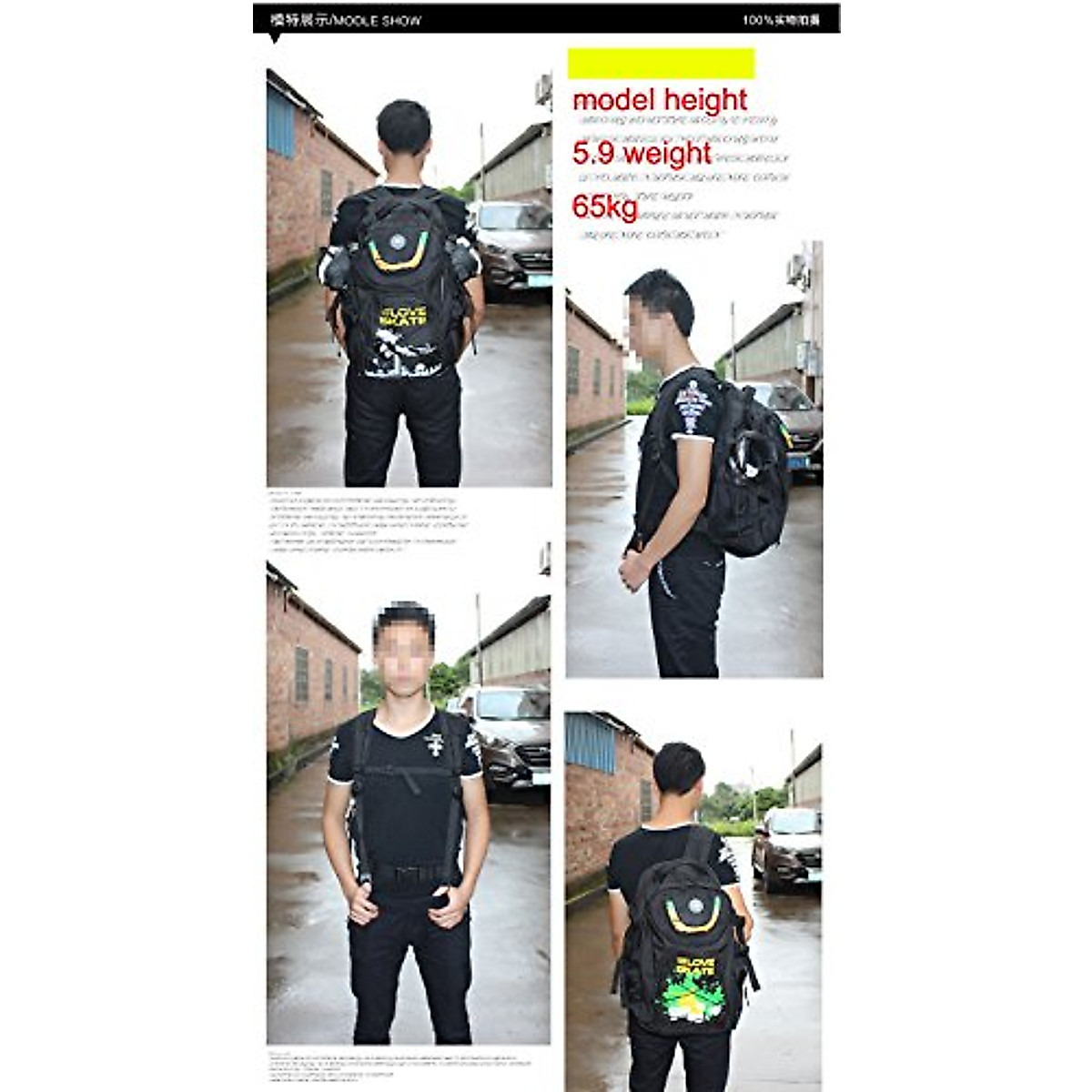 Xiami Leyuan Professional Quad Roller Skate Inline Skates Travel Backpack (Black)