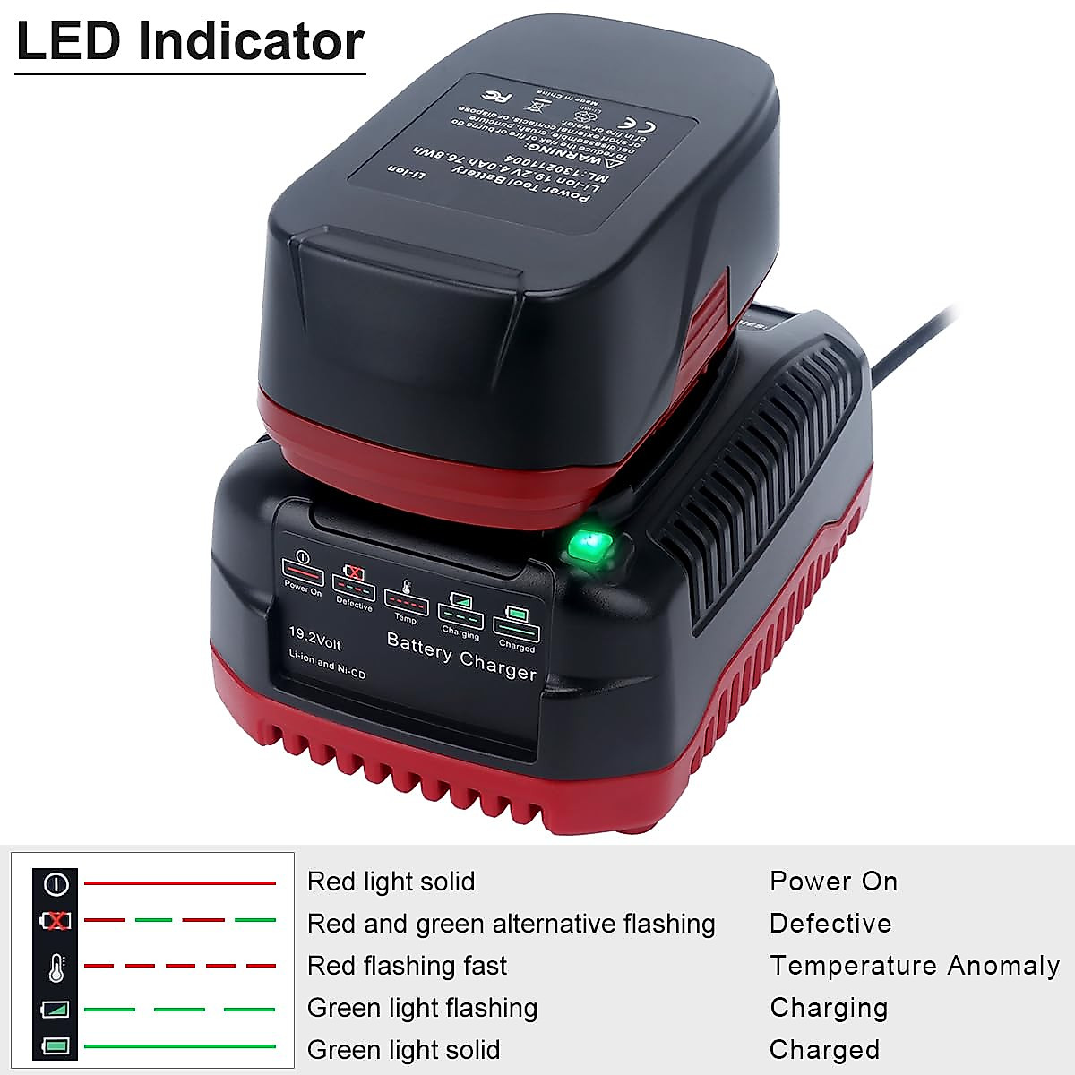 19.2V C3 Charger Replacement for Craftsman 19.2 Volt Lithium-ion & Ni-cad Battery Charger 140152004 DieHard XCP Battery 1425301 1323903 130279005 11375 11376 315.PP2011