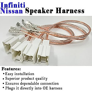 4 Pack Speaker Wire Harness Compatible with 2006-2018 Infiniti Speaker Harness 2004-2021 Nissan Speaker Harness Car Speaker Connector Harness Adapter
