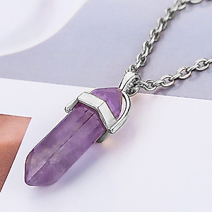 MJartoria Crystal Necklace for Women Healing Crystal Chakra Pendant Energy Crystal Amethyst Rose Quartz Carnelian Layered Necklaces Set Gothic Crystal Jewelry