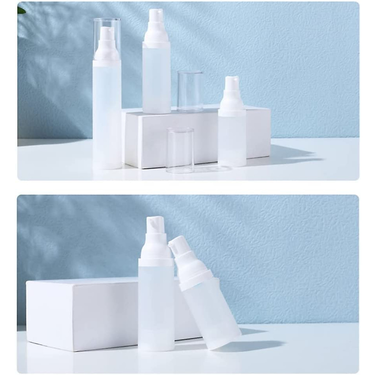 6PCS 50ml/1.6oz Empty Frosted Clear Airless Cosmetic Lotion Pump Bottles Refillable Travel Makeup Cream Foundation Container Dispenser Storage Vials for Liquid foundation Essential oil Shampoo