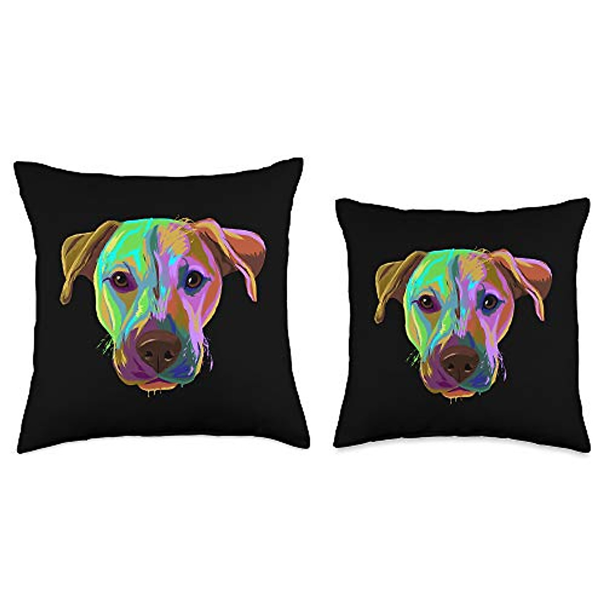 Black Mouth Cur Dog Gifts Colorful Splash Dog Black Mouth Cur Throw Pillow, 18x18, Multicolor