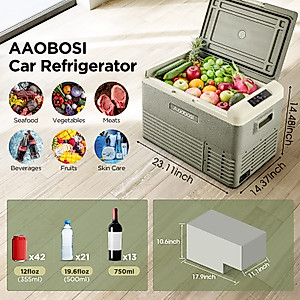 AAOBOSI 12 Volt Car Refrigerator 32 Quart (30L) RV Portable Refrigerator Freezer Car Fridge Cooler -4℉-68℉ Electric Compressor Cooler 12/24V DC 100-240V AC Travel