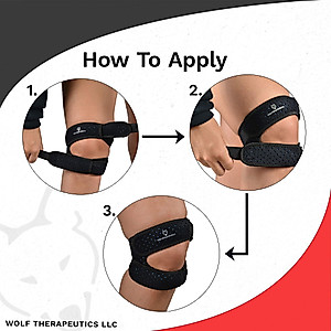 Dr. Wolf Dual Knee Strap For Patellar Tendon Support – Pain Relief Band For Jumper’s Knee, Basketball, Running, Tendonitis, Patellofemoral, Chondromalacia Patellae - Adjustable Neoprene Brace