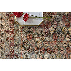 Loloi JV-03 Javari Collection Distressed Modern Area Rug 6' x 9'4" Slate / Berry