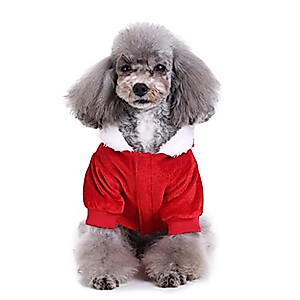 Ornaous Cute Dog Cat Christmas Hoodie, Pet Teddy Bear Cosplay Costume, Puppy Fleece Outfits Warm Clothes（XL Size）