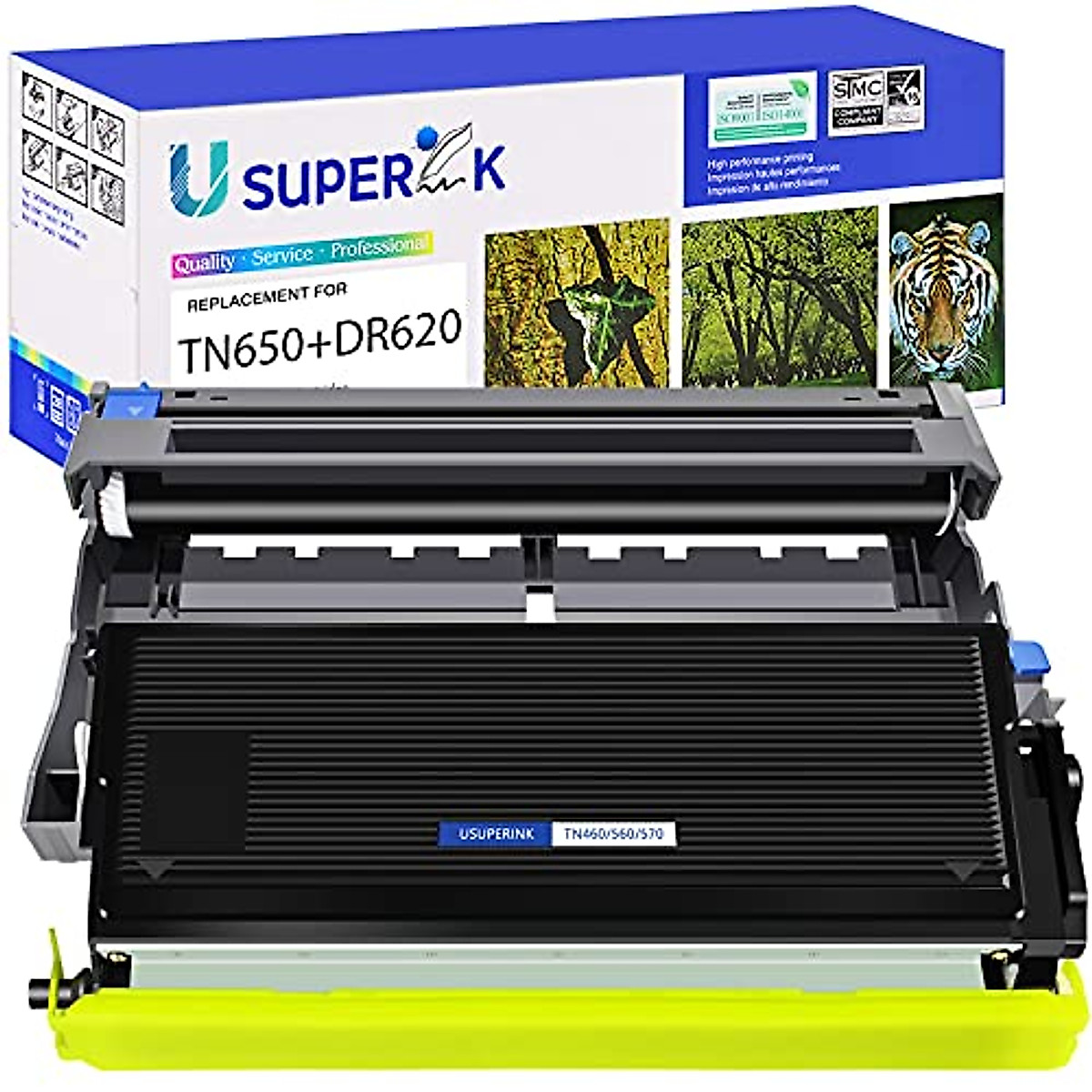 SuperInk 2 Pack Toner Cartridge and Drum Unit Set Compatible for Brother TN650 TN-650 DR620 (1 Toner, 1 Drum) use in HL-5340D HL-5350DN DCP-8050DN DCP-8080DN DCP-8085DN MFC-8370 MFC-8480DN Printer