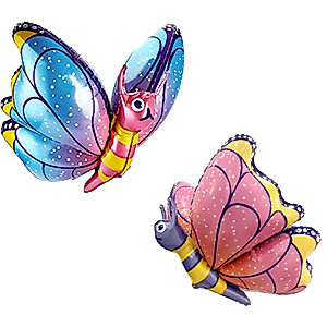 MASCARE Dragonfly Butterfly Foil Balloons 33 Inch Cute Flying Insect Balloons Fairy Jungle Theme Party Decor Balloons for Baby Shower Child Birthday Party Supplies (Pack of 4)