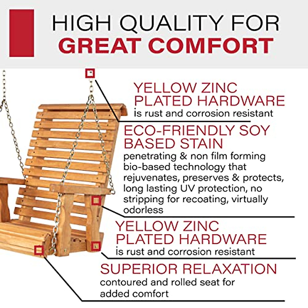 Amish Heavy Duty Roll Back Pressure Treated Swing Chair (Cedar Stain)