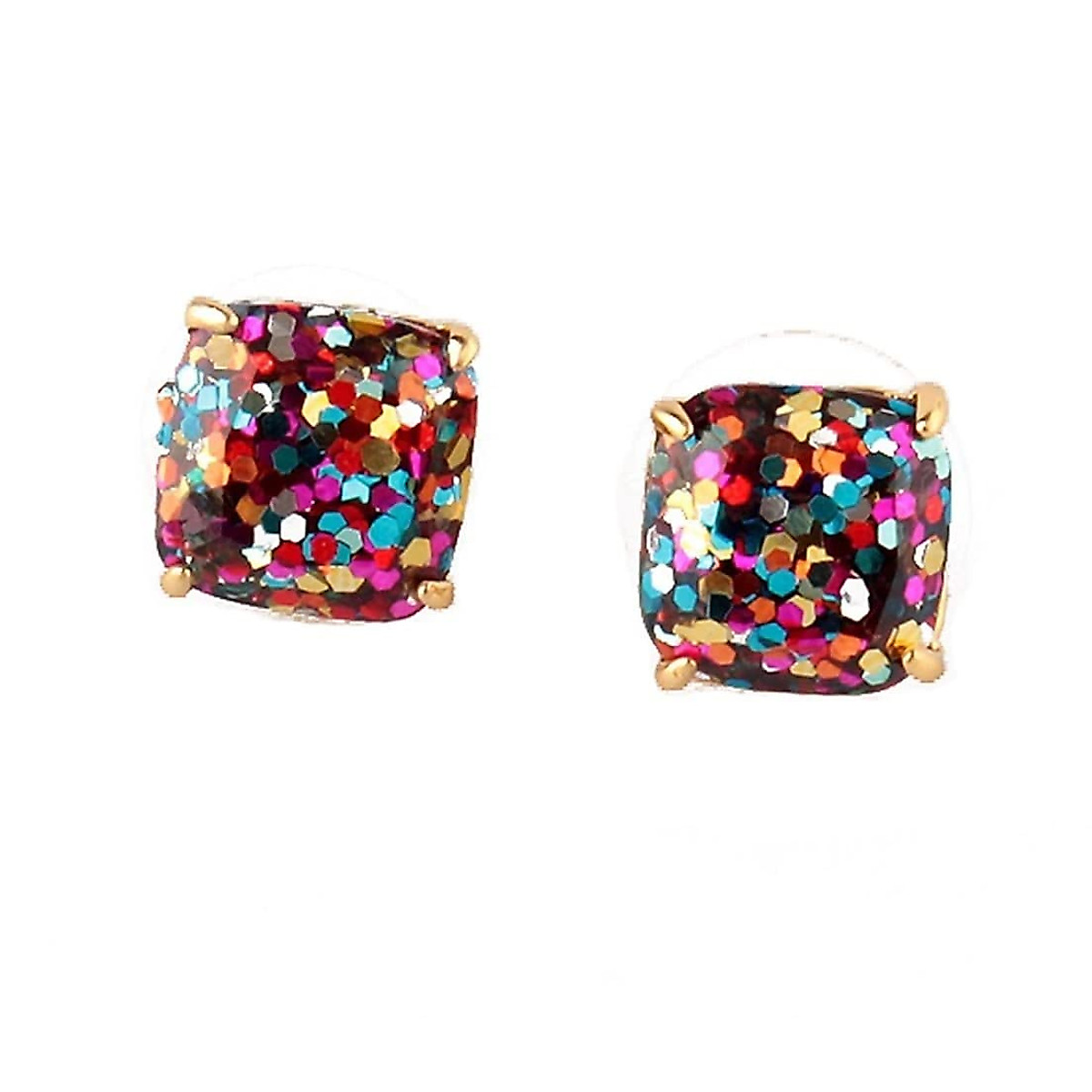 Kate Spade New York Mini Small Square Studs Earrings Multi Glitter One Size