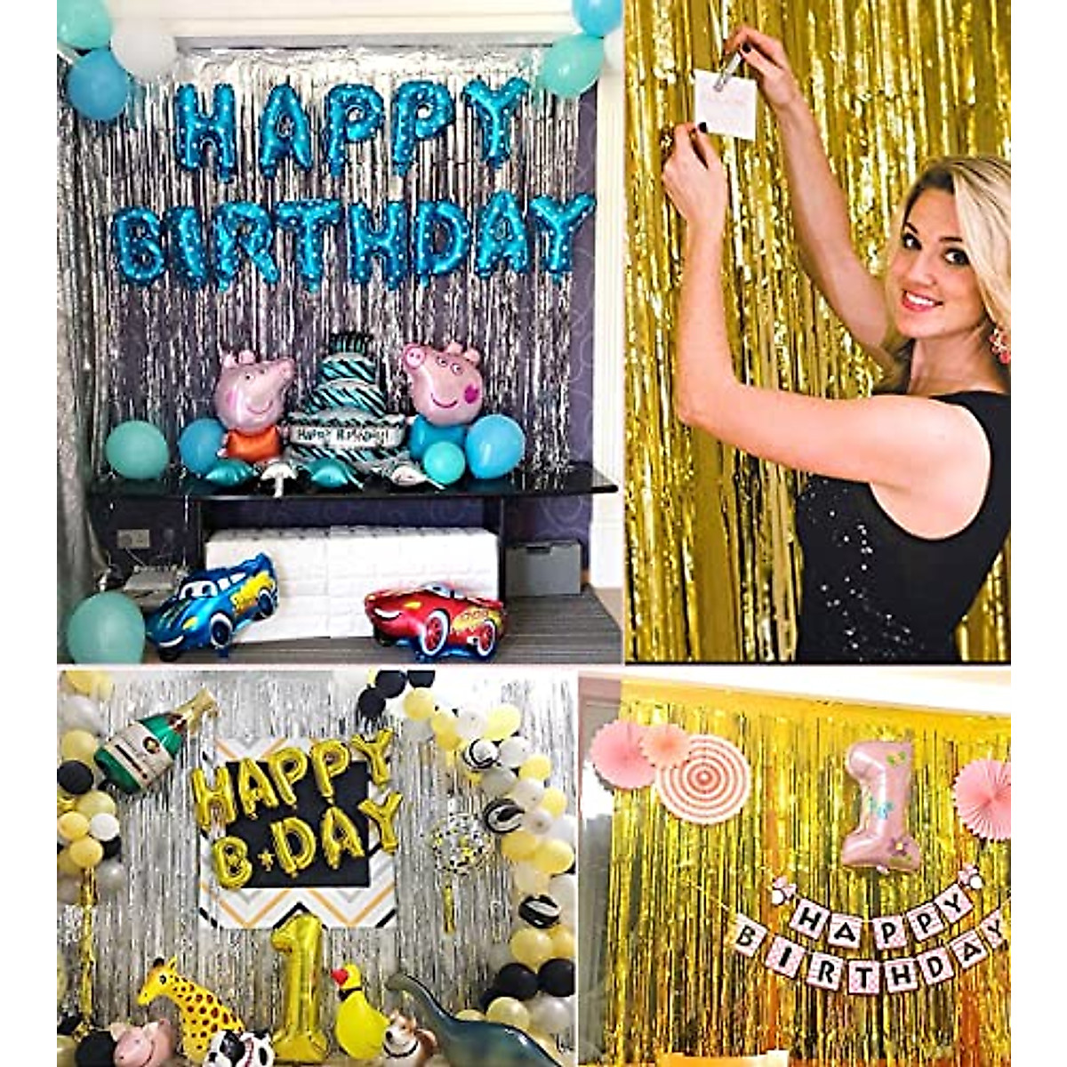 3 Pack Backdrop Curtains Party Decorations, Fringe Streamers Tinsel Backdrop Fringe Backdrop Party Backdrop Birthday Decorations, Party Décor Disco Party Decorations (3.3‘ x 6.6’, Blue)