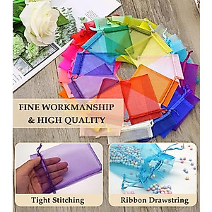 Luceinvita 100pcs Organza Bags 3x4 Inch Small Favor Bags Organza Drawstring Gift Bags Pouches for Wedding Candy Party Baby Shower (Green)