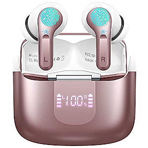 Wireless Earbud, Bluetooth Headphones 5.3 Stereo Bass Earphones 2023 Noise Cancelling Ear Buds 40H Dual Mic Call, in-Ear USB-C LED Display IP7 Waterproof Sport Headset for Android iOS