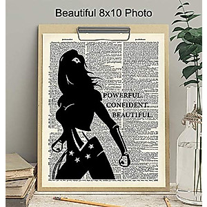 Powerful Confident Beautiful Woman Dictionary Art, Home Decor - Inspirational Wall Art Print, Poster - Gift for Superheroes, Comic Book Fan, Women - 8x10 Unframed Motivational Girls Room Decoration