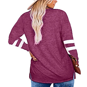 Gloria&Sarah Sweatshirt for Women Long Sleeve Shirts Oversized Plus Size Red Tops Fall Holiday Outfits,Red,2XL