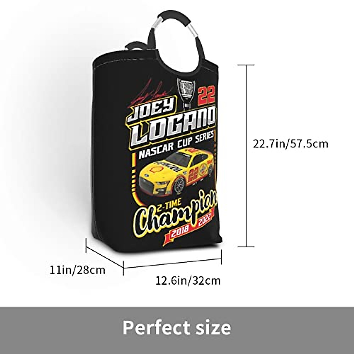 Joey Logano 22 Large Laundry Basket Laundry Hamper Bag Washing Bin Clothes Bag Collapsible Tall with Handles Waterproof Bathroom College Essentials Storage for College Dorm, Family