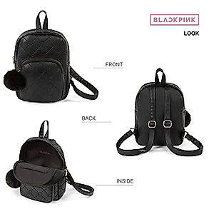 BLACKPINK Fanfare Collection Mini Backpack for Women, Girls, and Teens, Officially Licensed Lightweight Faux, Black