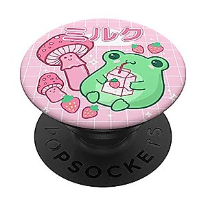 Cute Cottagecore Frog Strawberry Retro 90s Kawaii Aesthetic PopSockets Swappable PopGrip