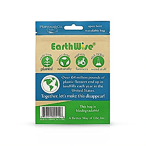 Earthwise Natural Dental Floss Picks - 50 ct - Biodegradable Flossers, Eco-Friendly, Vegan, Sustainable, Unflavored, Shred Resistant