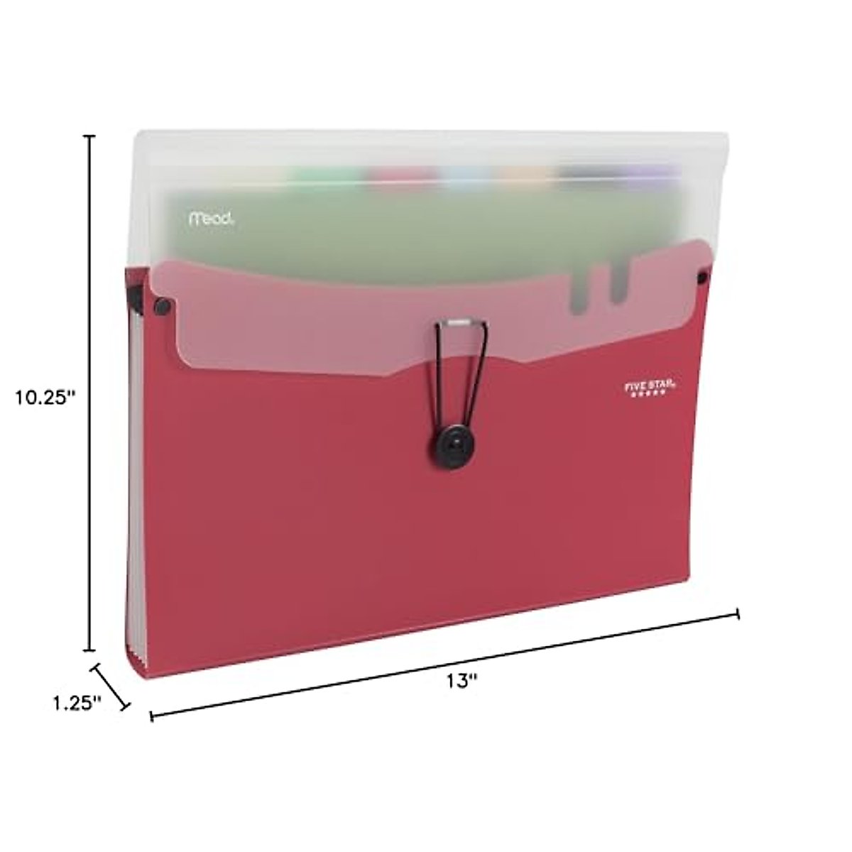 Five Star Expanding File with Removable Files, 7-Pocket Expandable File Folder, 13" x 10-1/4", Red (73944)