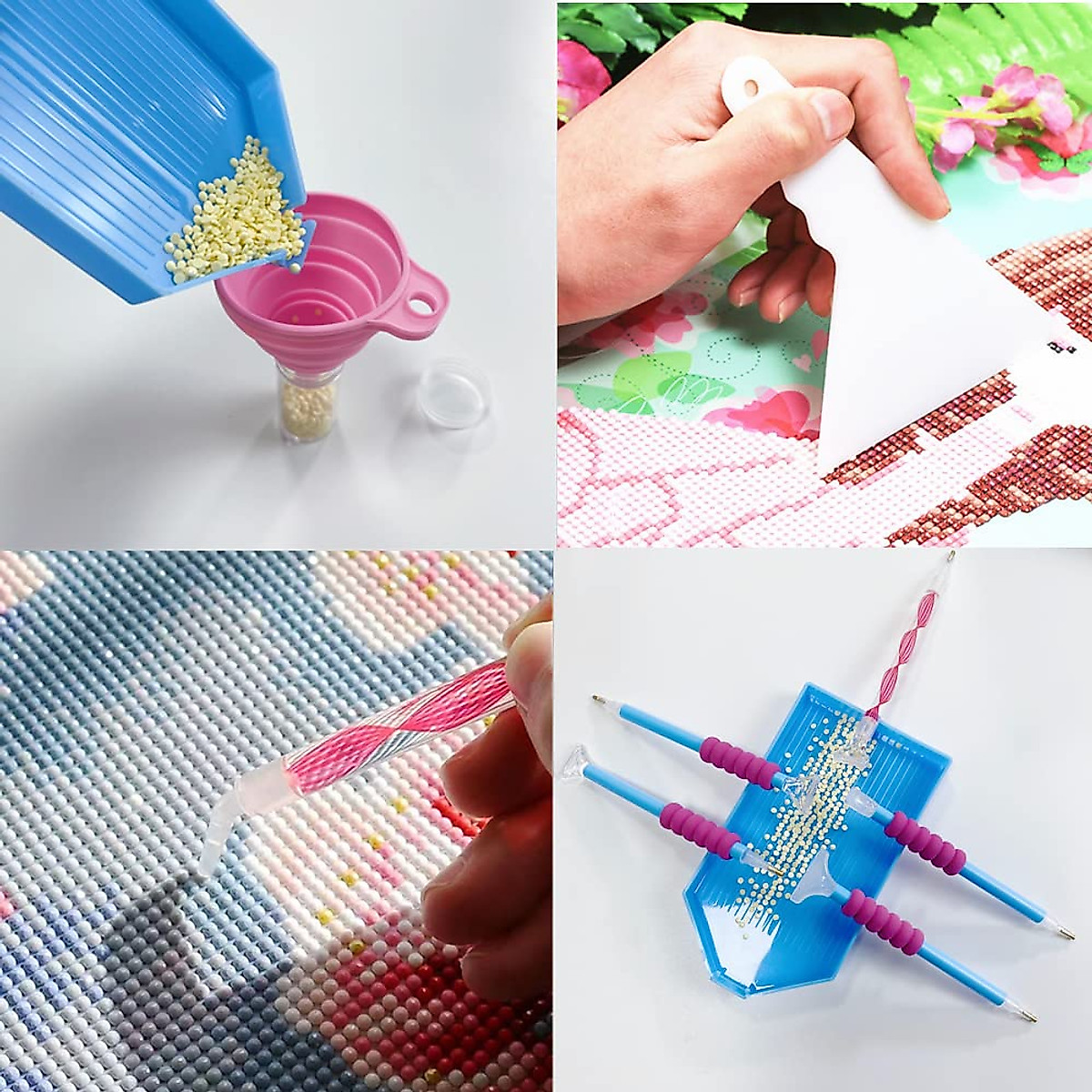 VERREO 60-Slot Diamond Painting Storage Box, Bead Storage Container Diamond Painting Accessories Kit 5D Diamond Art Craft Jewelry Pearl Ring Charm Flash Storage Box (60 Slots Pink Round)