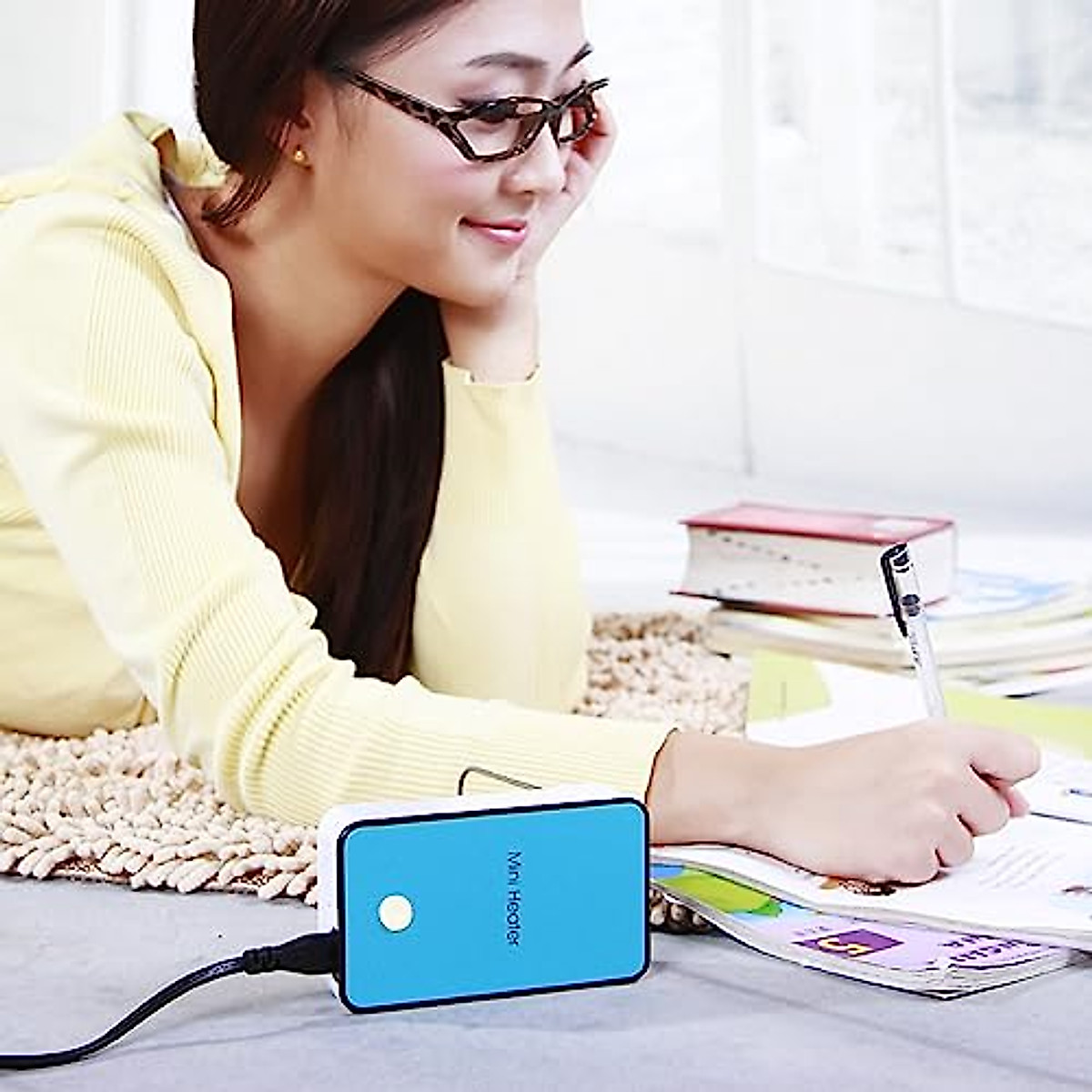 Safety Energy-saving Heater Mini Portable Room Office Desktop Electric Fan Heater Air Warmer Blue