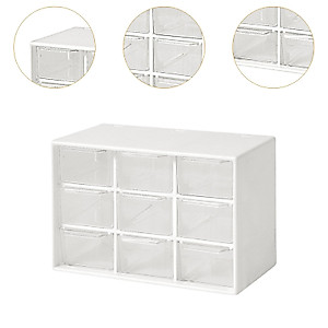 Vaveren Mini Drawer Organizer for Desk Desktop Storage Box Large Capacity Beads Organizer for Home Room Jewelry Oragnizer DIY Crafts, 9 Drawers White