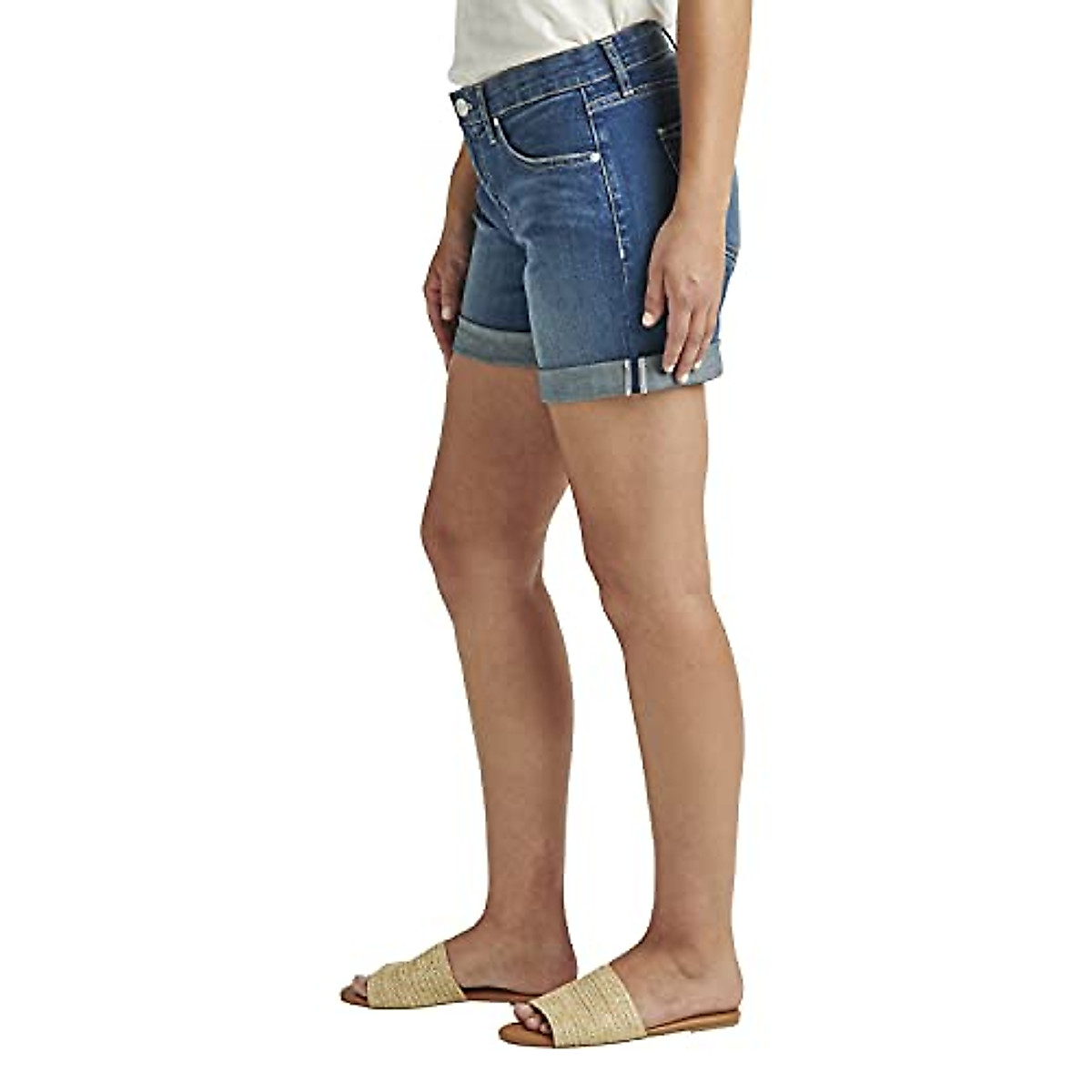 JAG Jeans Women's Alex Mid Rise Boyfriend Short, Brilliant Blue-Ssj305, 12