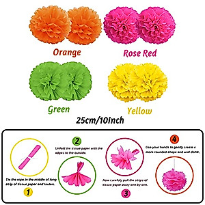 Recosis Fiesta Birthday Decorations, Mexican Themed Happy Birthday Banner Paper Pompoms Mexico Fans Fiesta Decorations Balloons Birthday Party Decorations