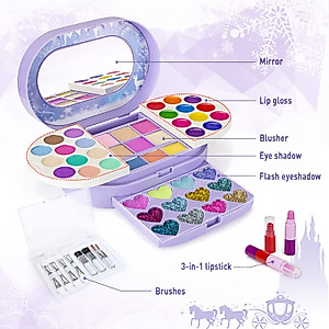Tomons Kids Makeup Kit for Girl Real Washable Cosmetic Toy Beauty Set , Birthday Toys Gift for 3 4 5 6 7 8 9 10 Year Girls