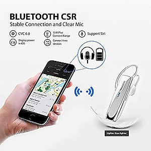 Tek Styz Headset Compatible with Samsung Galaxy Tab E in Ear Bluetooth 5.0 Wireless Earpiece, IPX3 Waterproof, 24h Dual Microphones, Noise Reduction (White/Silver)