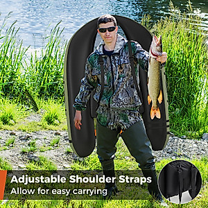 Goplus Inflatable Float Tube, Fishing Belly Boat w/Paddle, Flippers, Fish Ruler, Pump, Storage Bag, Adjustable Straps, 350LBS Load Capacity (Green, W/Rod Holder)