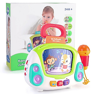 Musical Toys Jukebox Karaoke Singing Machine | Baby Music Story Time Box w/Microphone | Player with Recording & Voice Changing Function | Early Development Educational Toys for Kids