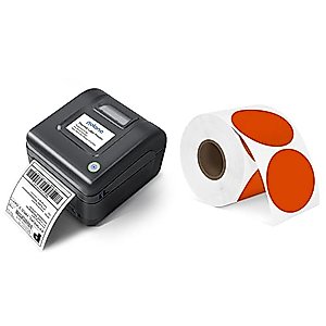 POLONO Label Printer, PL420 4x6 Thermal Printer, High-Speed Shipping Label Printer, Commercial Direct Thermal Printer, 2" Orange Circle Thermal Sticker Labels, Self-Adhesive Stickers Labels