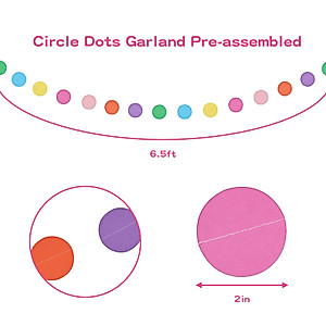 RUBFAC Rainbow Birthday Decorations Set, Colourful Happy Birthday Banner, Tissue Paper Pompoms, Circle Dots Garland and Paper Tassels Garland for Birthday Party Decorations