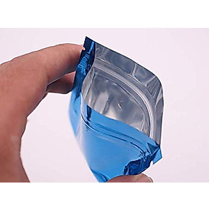100PCS Reuseable Aluminum Foil Self Sealing Zip Mylar Packing Pouch Package Bags Heat Seal Food Storage Bag with Tear Notches Food Grade Pouches Bag for Candy Tea Sugar (Color Random) (7.5x10cm)
