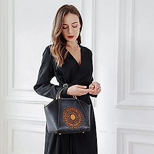 HESHE Vintage Leather Purses for Women Organizer Top Handle Tote Bags Shoulder Bag Laides Handbags(Grey)