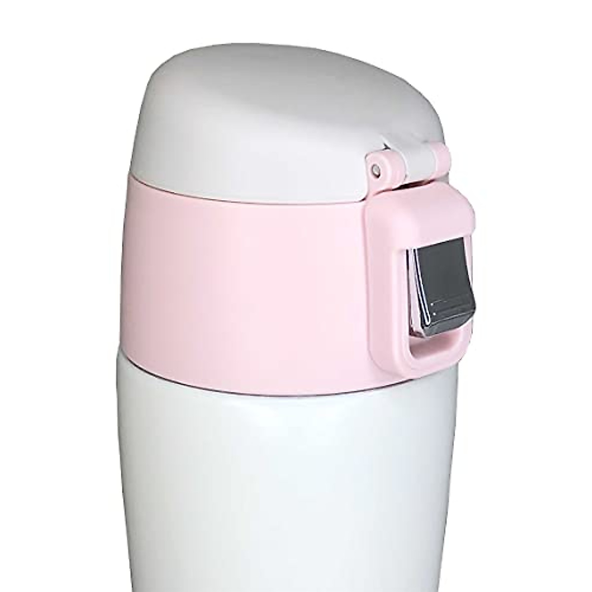 DEDEYA Samily 16oz/473ml Stainless Steel Vacuum Insulated Glass Bottle featured with an easy open flip-top cap, with glass liner inside. keep beverage hot or cold for hours.（Pink Lid ）