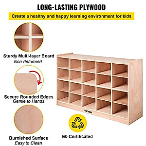 Happybuy 20-Section Cubbies for Classrooms, Cubby Storage Cabinet, Classroom Cubbies, Compartment Storage Cabinet, Classroom Furniture for Home, School, Kindergarten