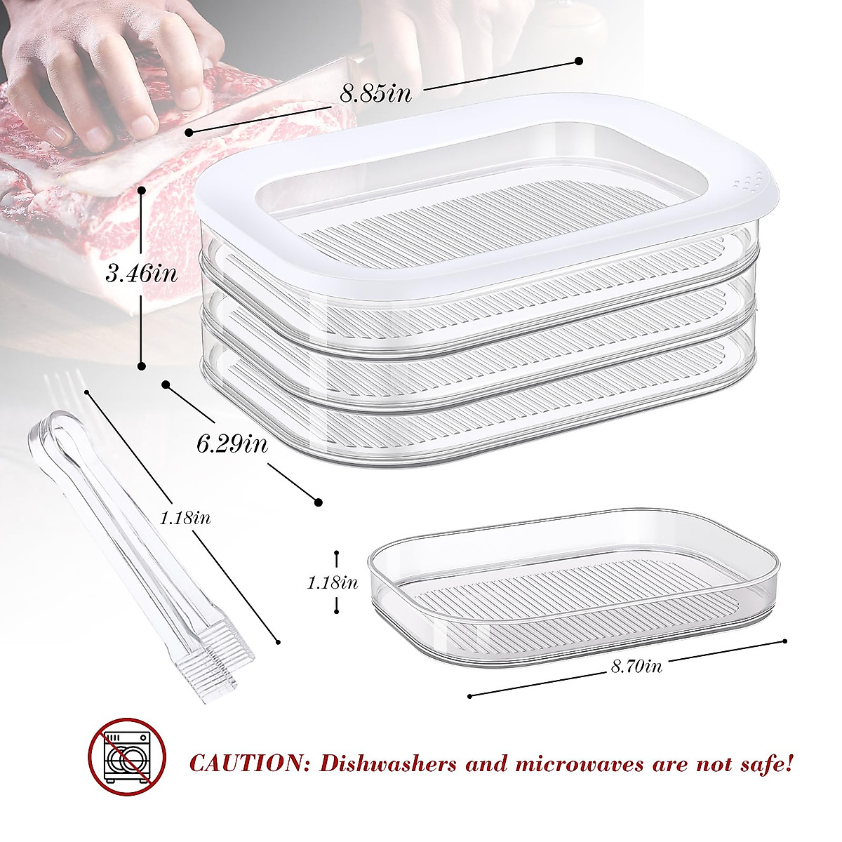 Dualshine Deli Meat Container for Fridge Lunch Meat Container for Refrigerator with Clip Deli Containers with Lids Bacon and Cheese Container for Fridge