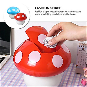 BESTOYARD 2pcs Desktop Trash Can Small Trash Can Trash Can Cute Nursery Trash Can Kawaii Trash Bin Mushroom Trash Bin Mini Garbage Can Rubbish Bin Bucket Office with Cover Abs