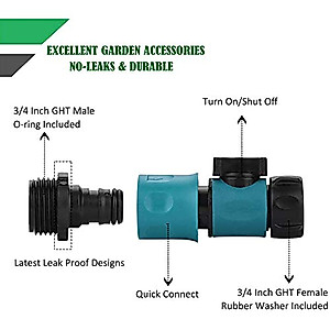 Garden Hose Quick Connectors Male and Female, Plastic Hose Connector with Shut Off Valve and Water Stop and Lock Functions, 3/4 Inch Quick Release Kit Hose Fittings and Adapters (5 Sets/10 pcs)