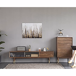 SYGALLERIER Abstract City Canvas Wall Art with Gold Foil - Hand Painted Modern Oil Paintings - Black Grey and White Pictures for Living Room Bedroom Bathroom Decor