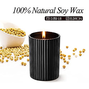 Lavender Candle for Home Scented: Vanilla Soy Candle Gift Set for Men Women 100% Natural Cotton Wicks 6.3 Oz 36 Hours Long Burning,Black Large Jars Eucalyptus Aromatherapy Candle Home Birthday Decor