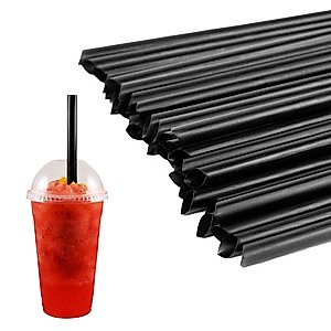 Jumbo Smoothie Straws, 100 pack, 10.5 in, Boba Straw, Extra Wide & Fat, Black, 0.5" Diameter, Large, Polypropylene Plastic, BPA Free, Reuseable for Milkshakes, Tea, Coffee, Bubble Milk | Houseables