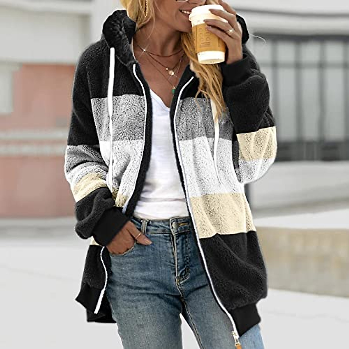 rain Coats for Men rain Jacket with Hoodie for Women Plus Size Tops 3/4 Sleeve Shirts Tunic Tops Loose fit Basic Lady Clothes Women Fall Sweaters Sweatshirt Hoodies for Women Cable Knit Sweater